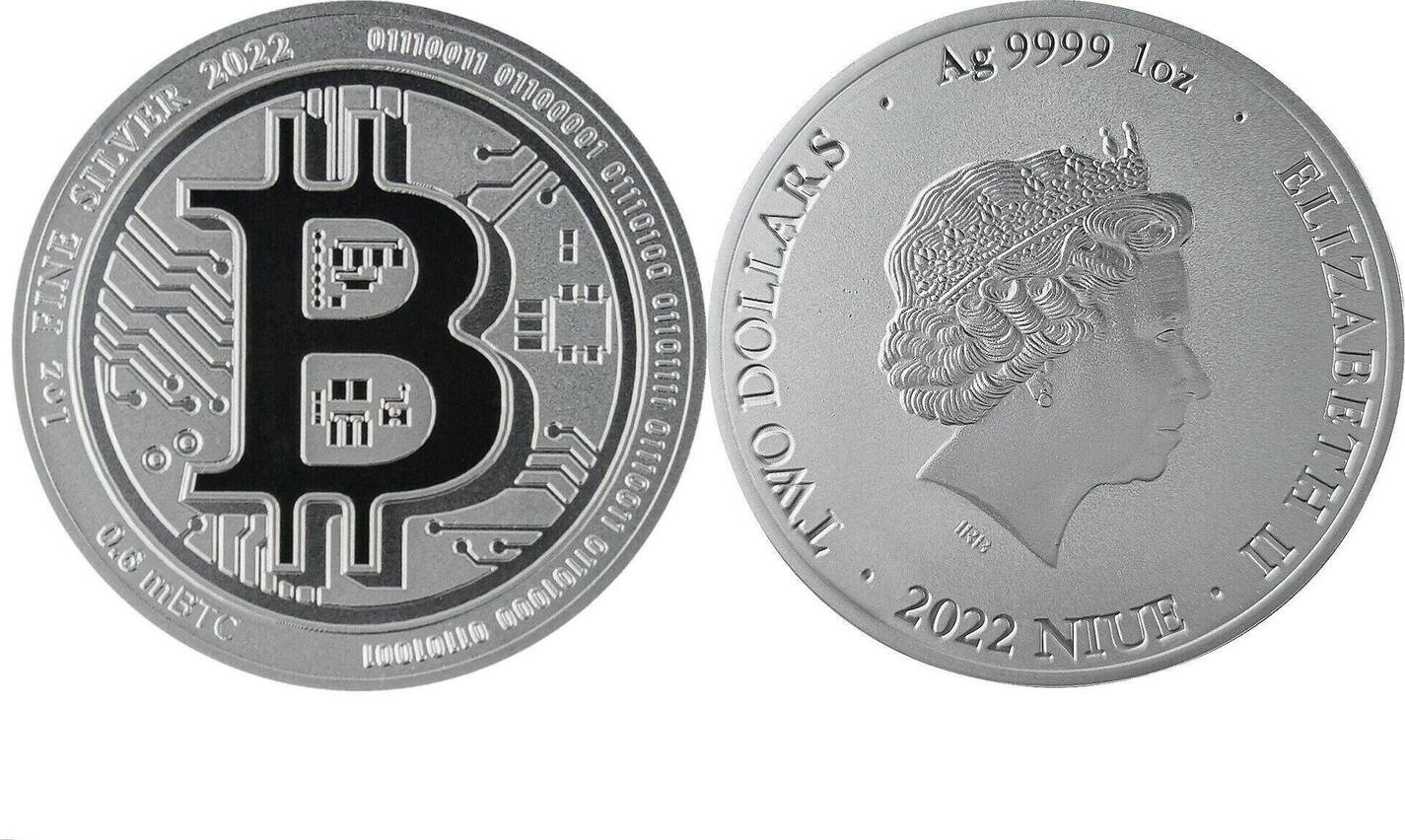 Silbermünze Niue Bitcoin 2022 1 oz New Zealand Mint Btc Münze 999 ...