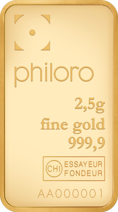 Schweiz 2022 Goldbarren Philoro Valcambi 2,5 Gramm 999.9 in Blister mit ...