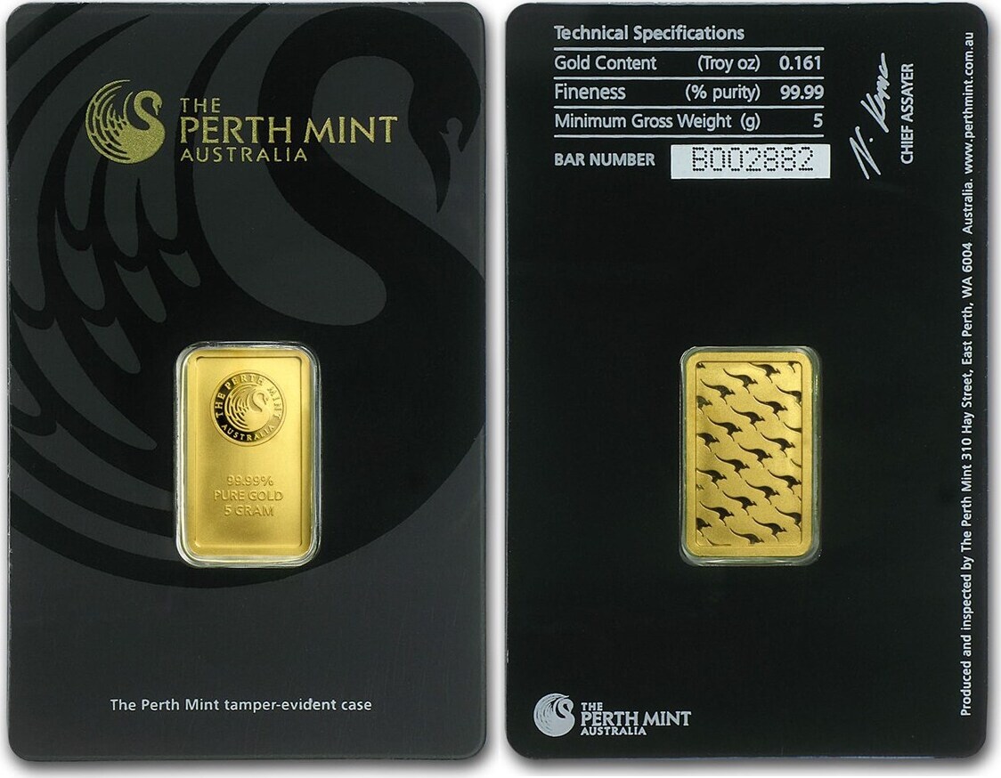 2024 Goldbarren Perth Mint Australien 5 Gramm 999.9 in Blister | MA-Shops