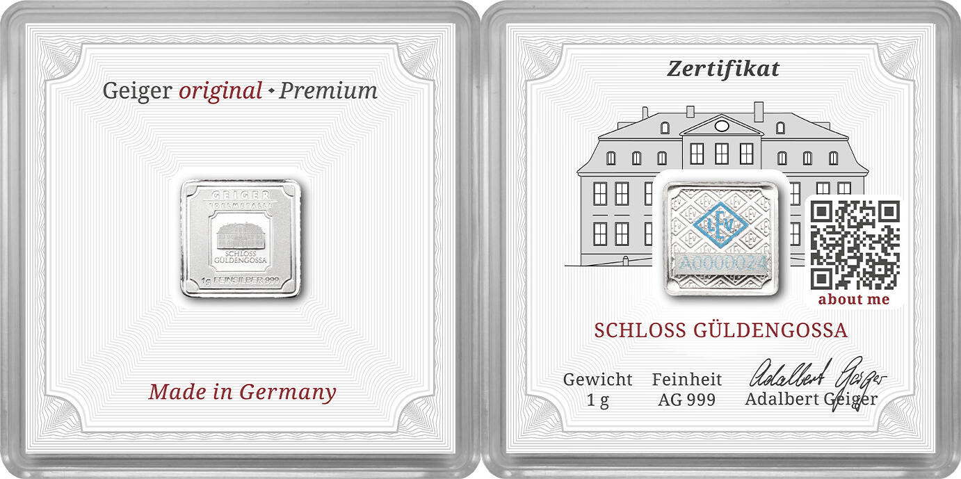 Deutschland Silberbarren Geiger Original 1 Gramm Edelmetalle 999 Silber ...