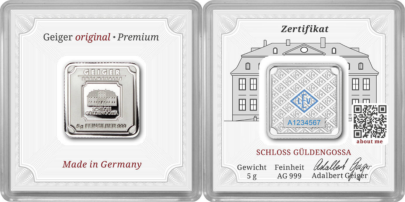 Deutschland 2024 Silberbarren Geiger Original 5 Gramm Edelmetalle 999 ...