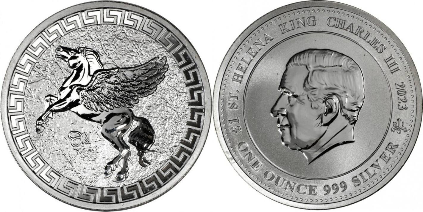Silbermünze Saint St. Helena Island 2023 Pegasus 1 oz 999 Silber ...