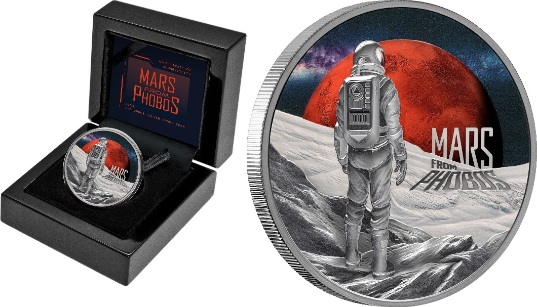 Silbermünze Mars from Phobos 2024 Niue 1 oz 999 Silber Proof Color ...