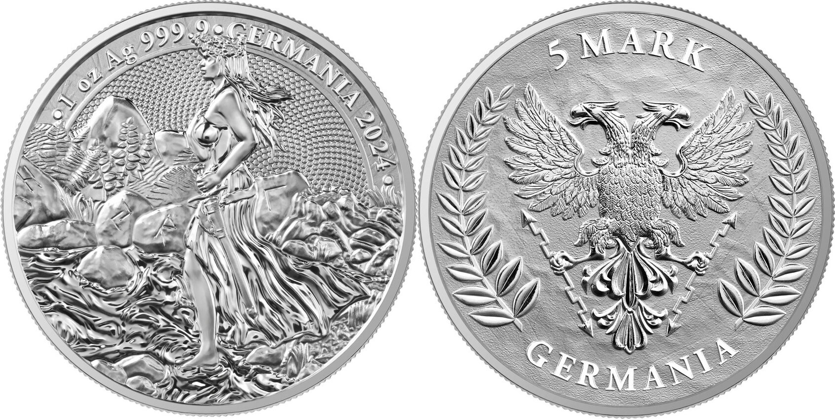 Deutschland 5 Mark Germania Mint Germania 2024 mit Zertifikat ...
