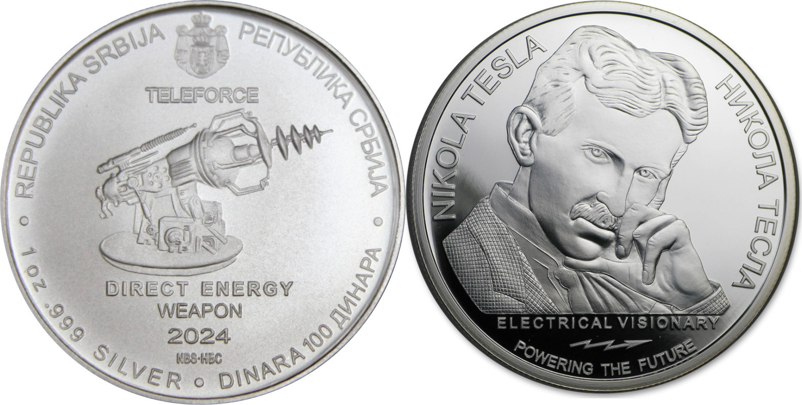 Serbien Silbermünze Nikola Tesla 2024 1 oz Teleforce Silber 999 Münze ...