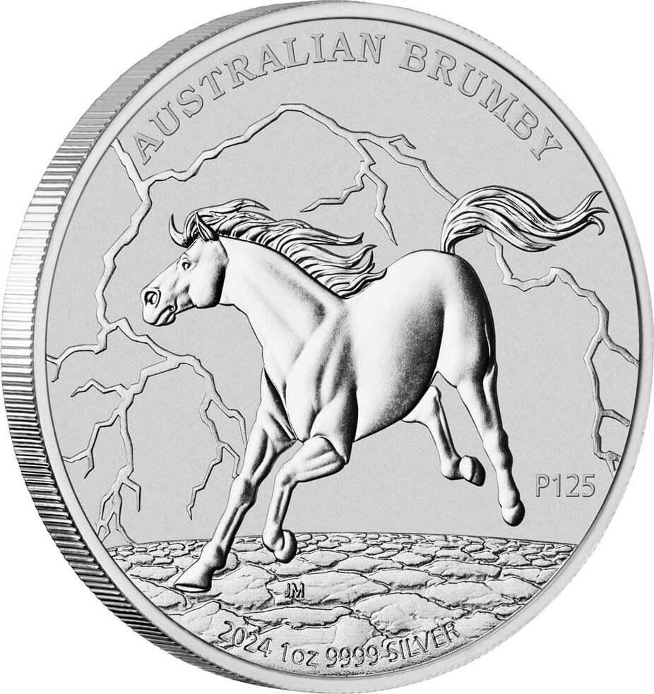 1 Dollar Silbermünze Brumby Pferde Wildpferde 2024 5. Ausgabe 1 oz ...