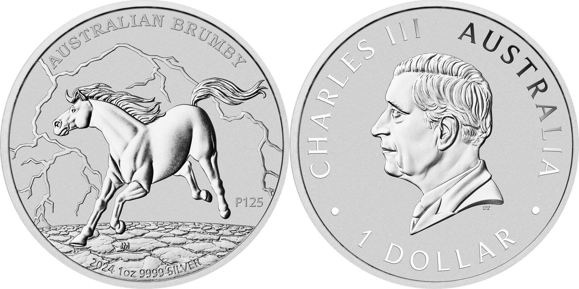 1 Dollar Silbermünze Brumby Pferde Wildpferde 2024 5. Ausgabe 1 oz ...