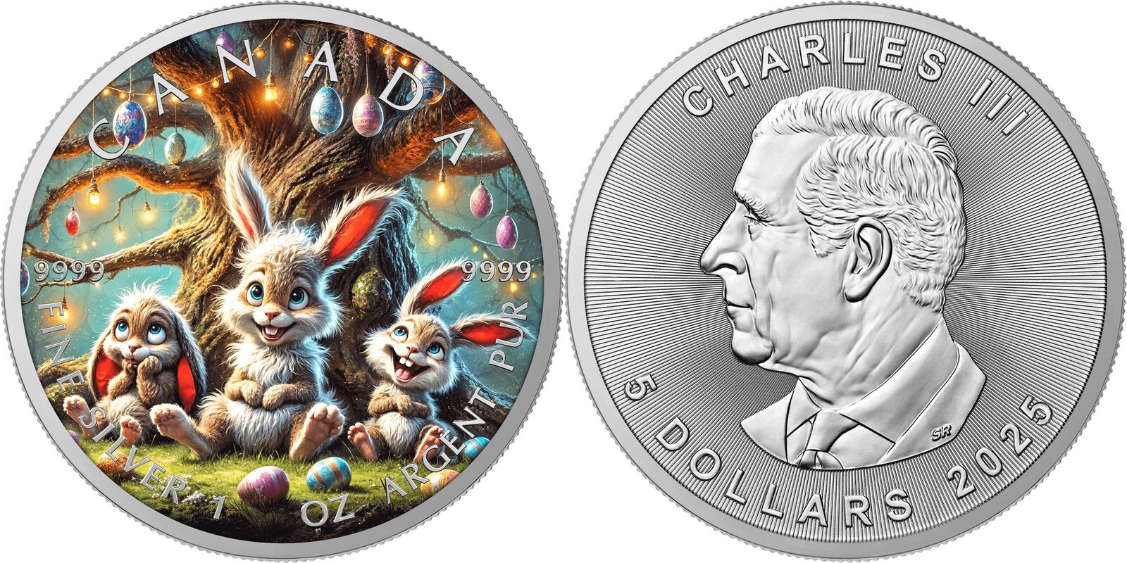 Kanada 5 Kanadische Dollar Silbermünze 1 oz Maple Leaf Frohe Ostern (5 ...
