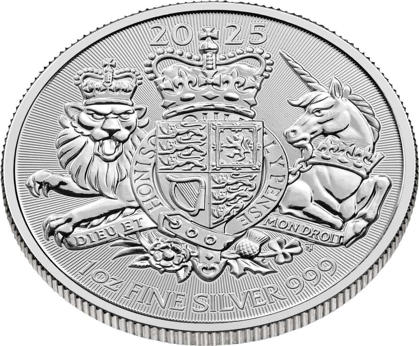 Großbritannien 2 Pfund 2025 Silbermünze 1 oz The Royal Arms König ...