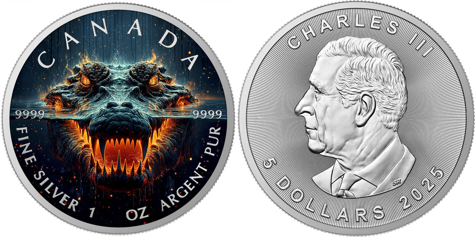 Kanada Silbermünze 1 oz Evil Crocodile Farbe 2025 Krokodil Canada ...