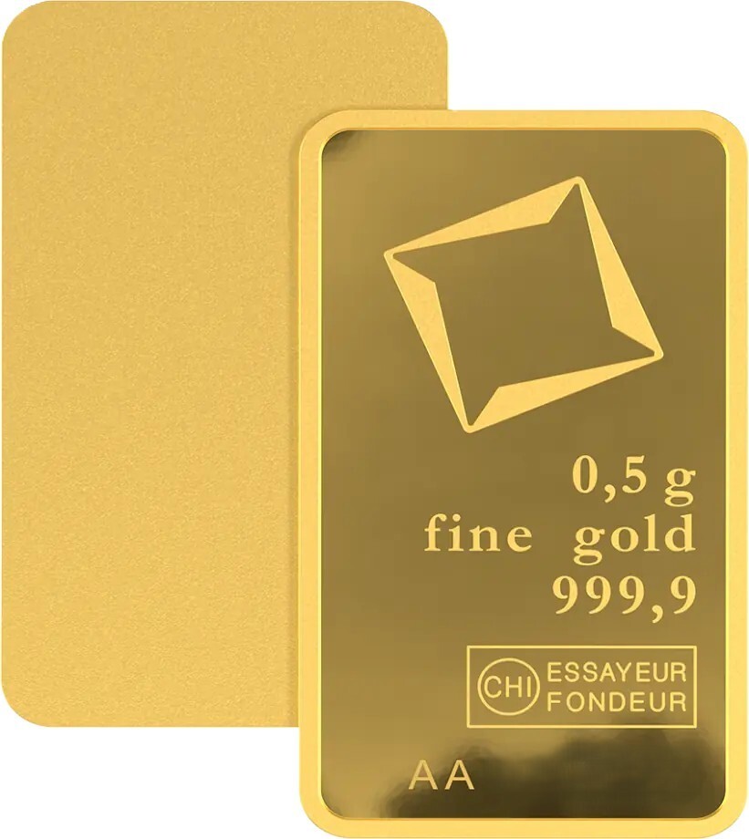 Schweiz Goldbarren Valcambi 0,5 Gramm 999.9 Gold in Blister geprägter ...