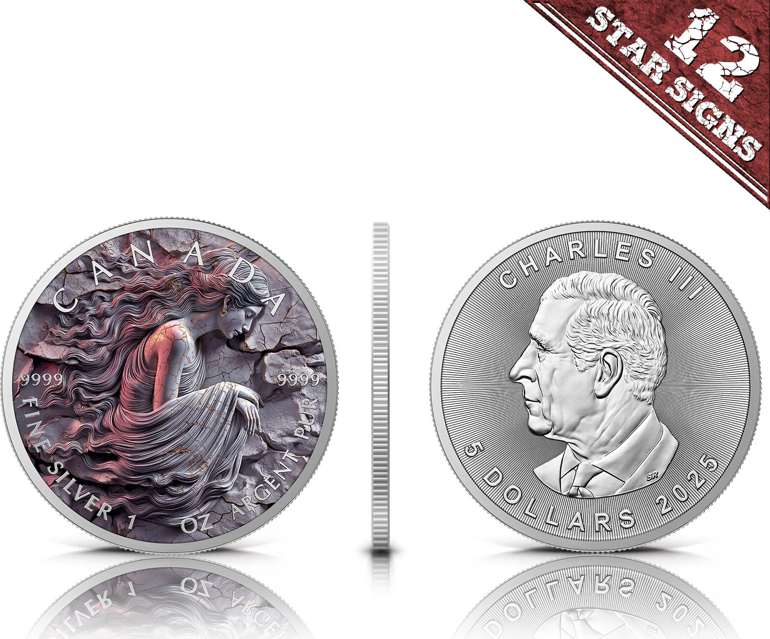 Kanada 5 Kanadische Dollar Silber Medaille Canada 1 oz - Stone Zodiac # ...