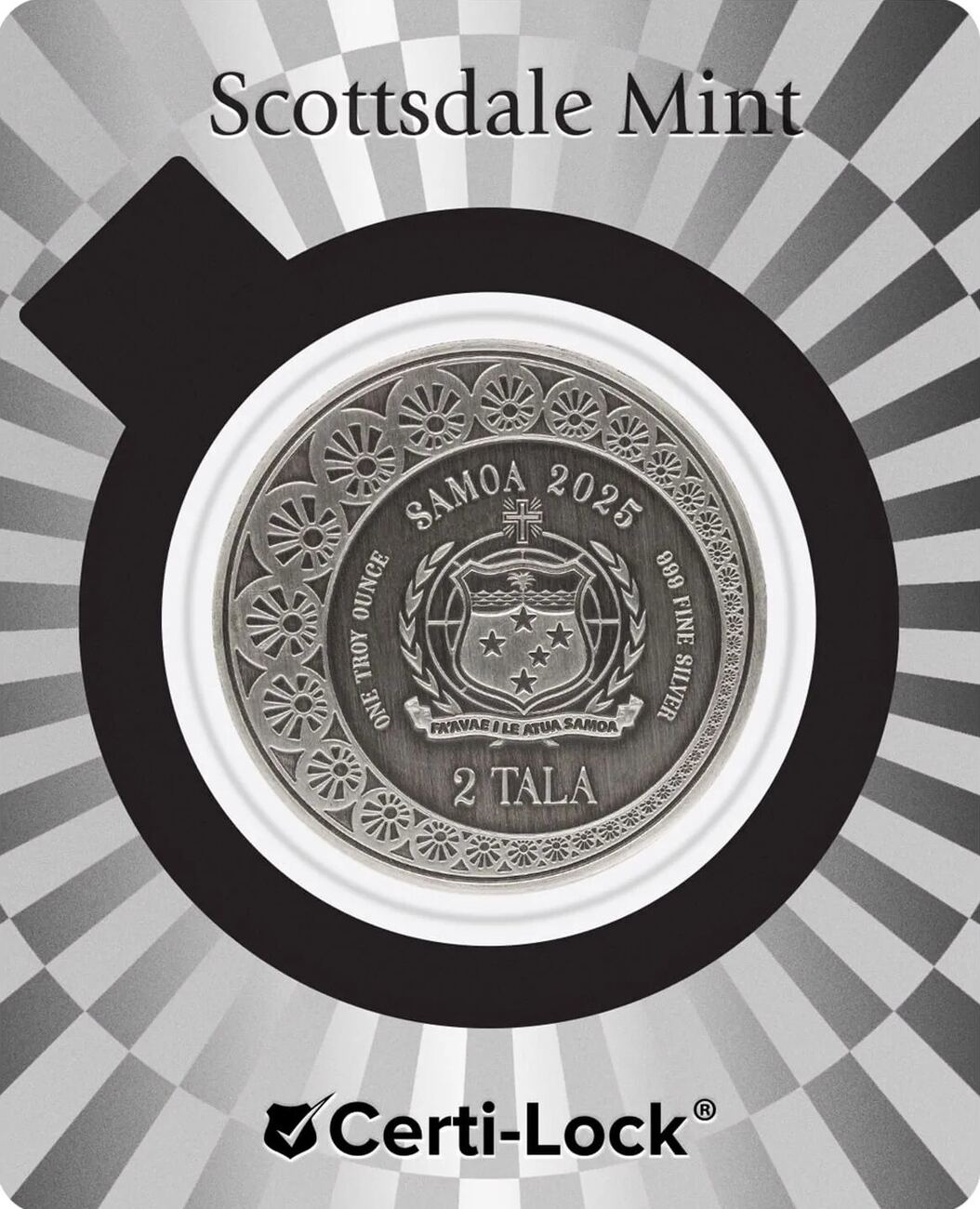 Samoa 2 Tala Silbermünze 1oz Mermaid and Pearl Antik Farbe Meerjungfrau ...