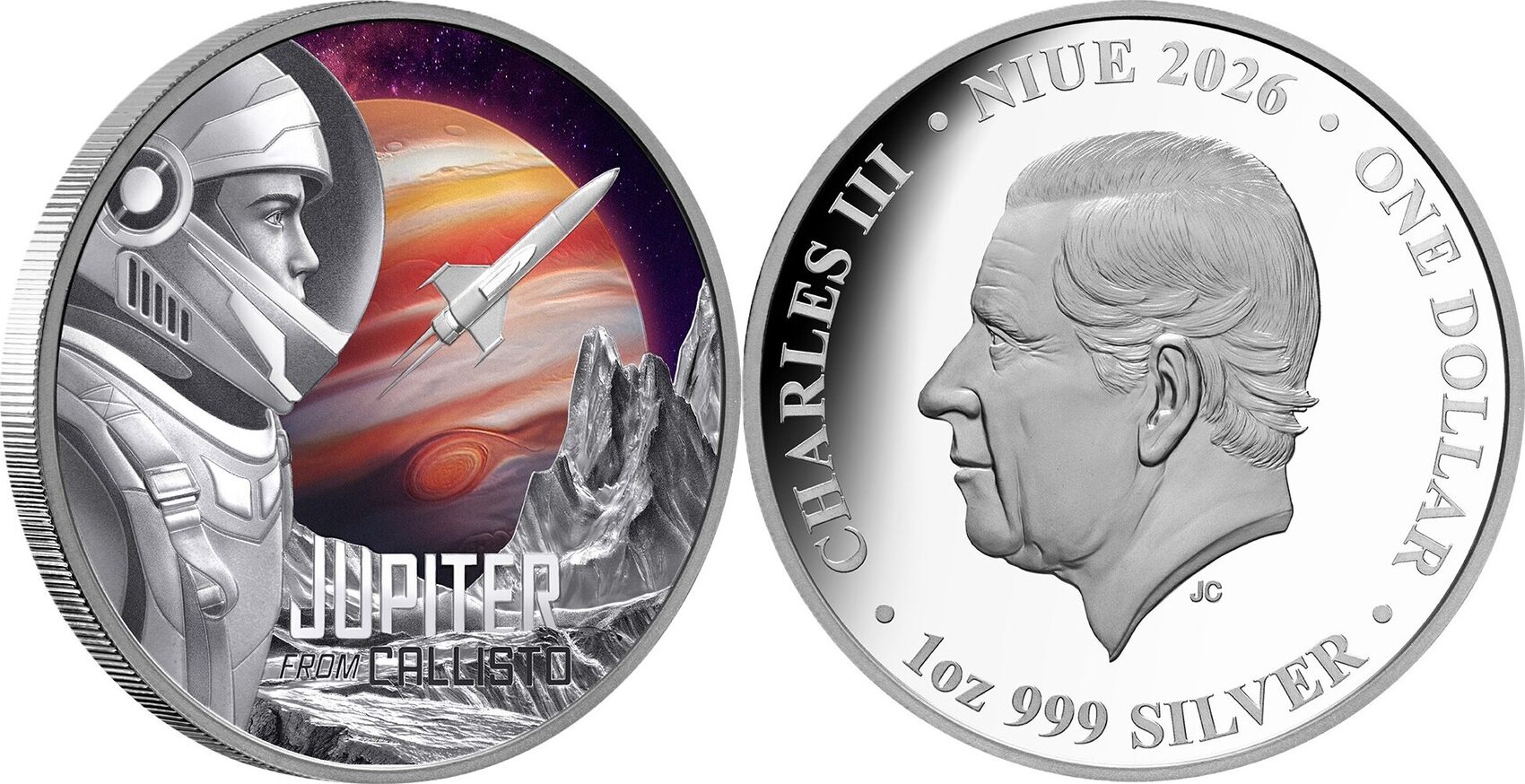 1 Dollar Silbermünze 1 oz Jupiter from Callisto 2026 Farbe Niue .999 ...