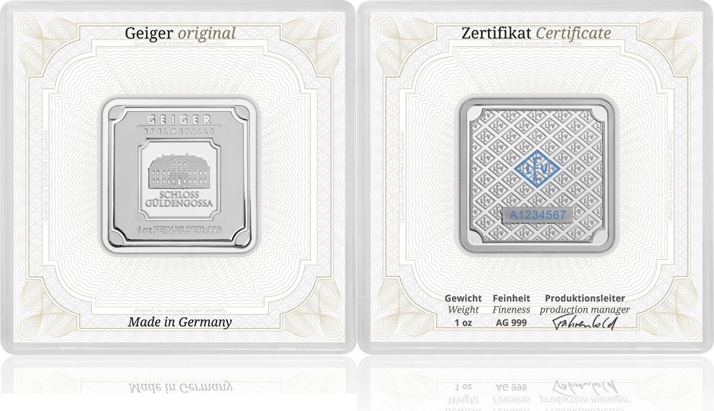 Deutschland 2023 Geiger Original 1 oz 999 Silber Silberbarren in Kapsel ...