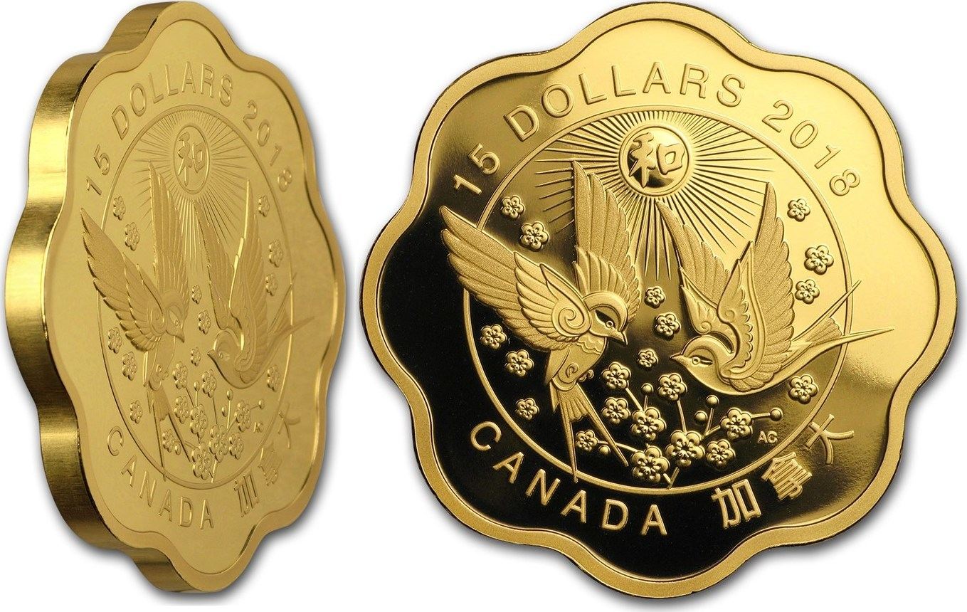 Kanada 15 Dollar 2018 Royal Canadian Mint Blessings of Harmony Gilded ...