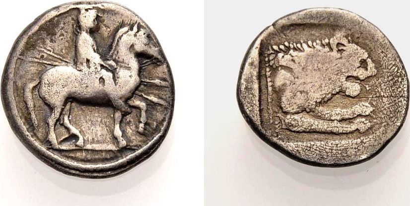 GRIECHISCHE MÜNZEN Schwerer Tetrobol 451-415 KÖNIGE VON MAKEDONIEN ...