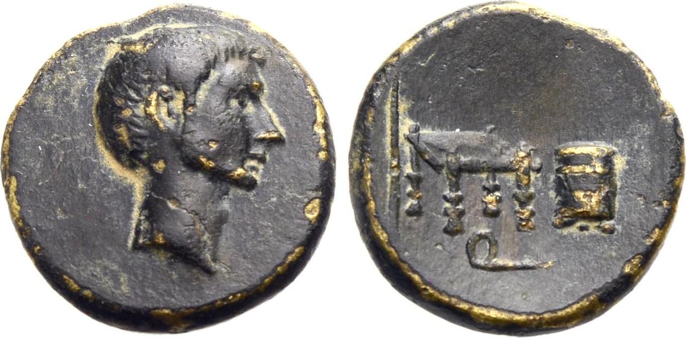 GRIECHISCHE MÜNZEN UNTER ROM AE Bronze um 39 v. Chr. UNBEST. MÜNZSTÄTTE ...