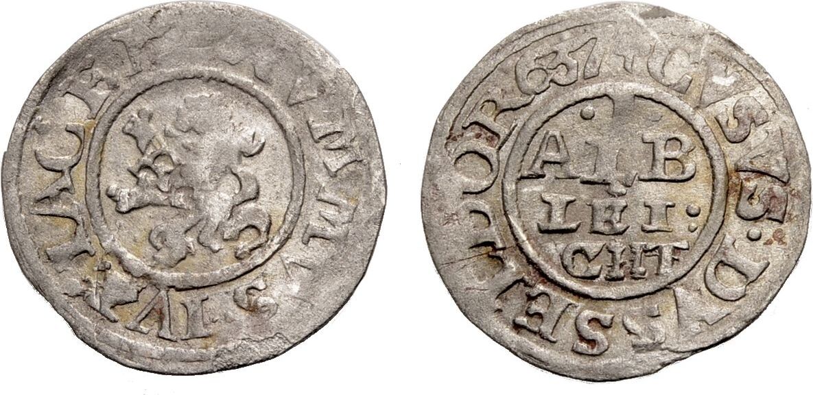 JÜLICH-KLEVE-BERG Albus 1637 WOLFGANG WILHELM VON PFALZ-NEUBURG Sehr ...