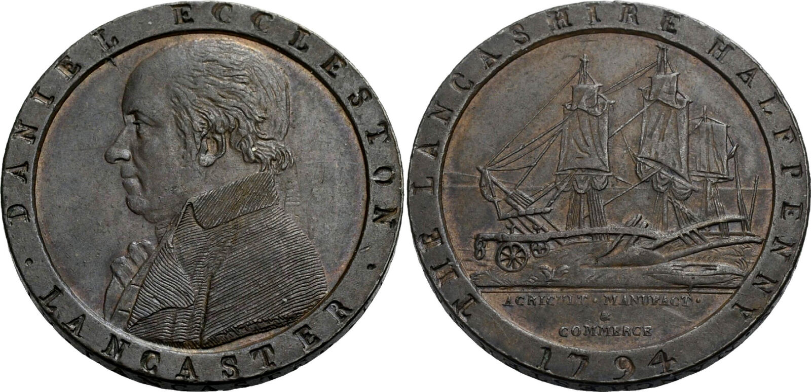 LANCASTER Halfpenny 1794 Daniel Eccleston Vorzüglich | MA-Shops