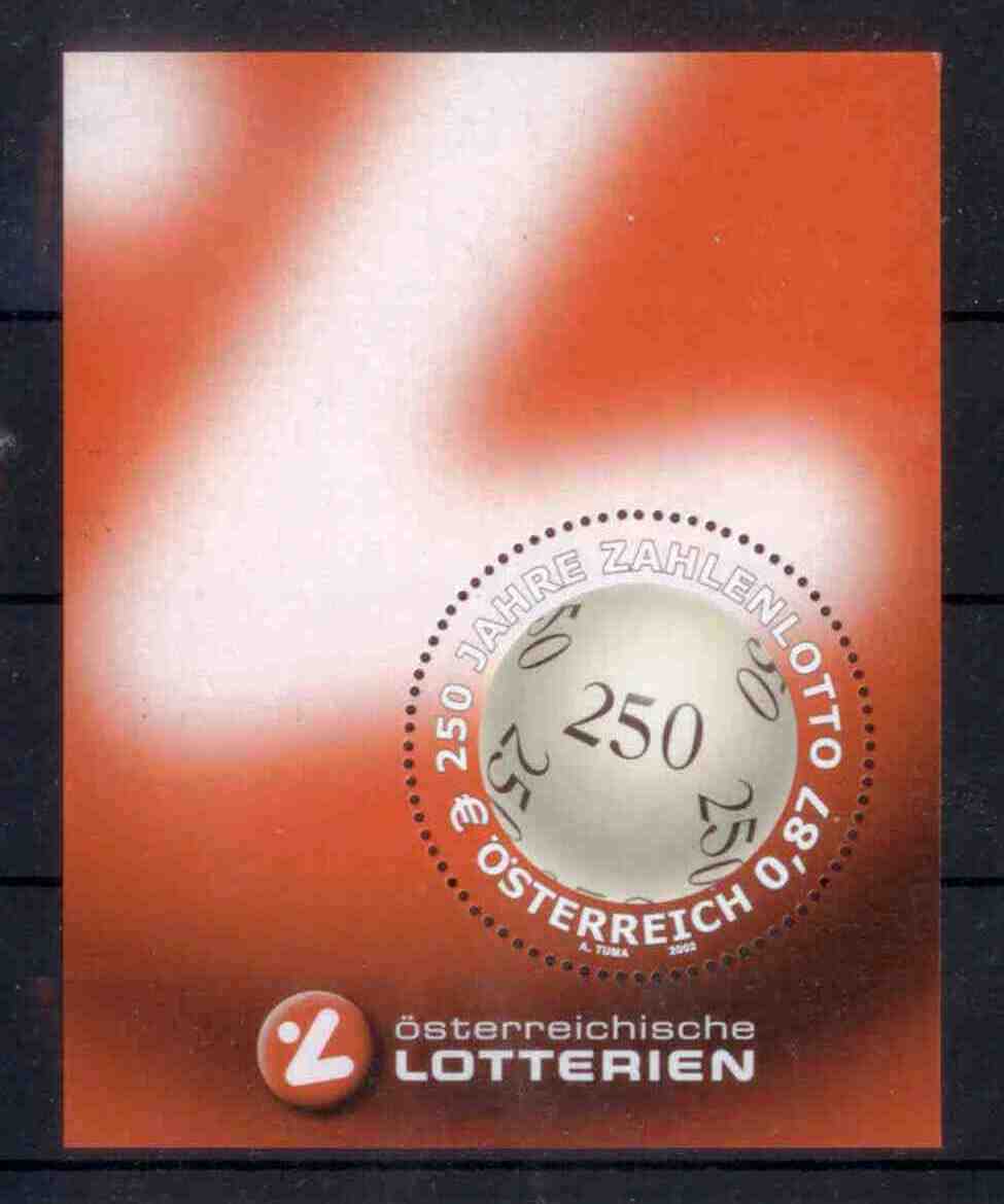Österreich 2002 o, 0,87 € 250 Jahre Zahlenlotto in Österreich | MA-Shops