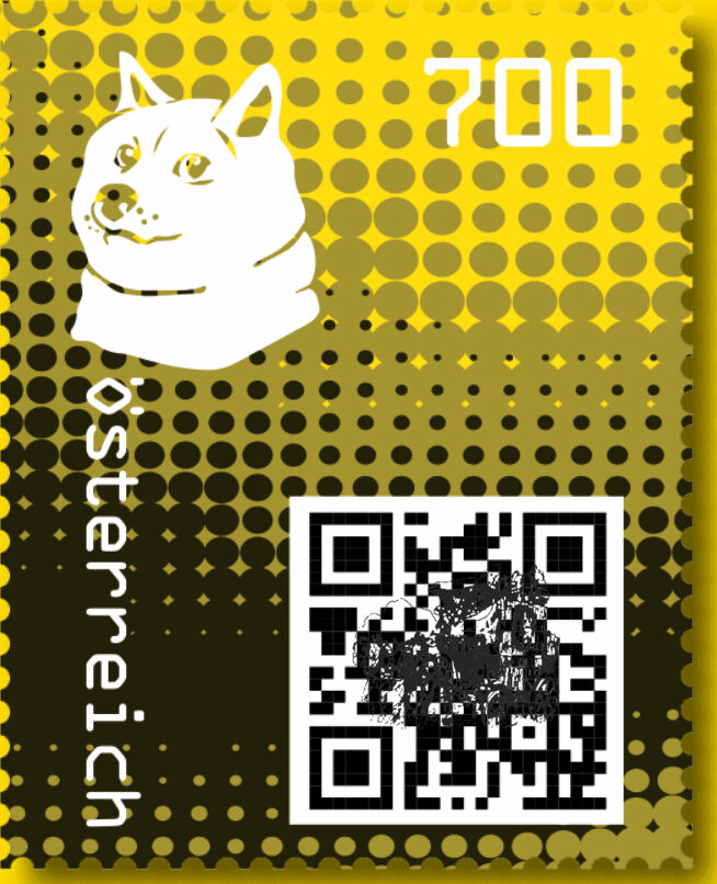 7,00 - Crypto stamp mit intaktem Sicherheitsetikett - DOGE - gelb - 6 ...