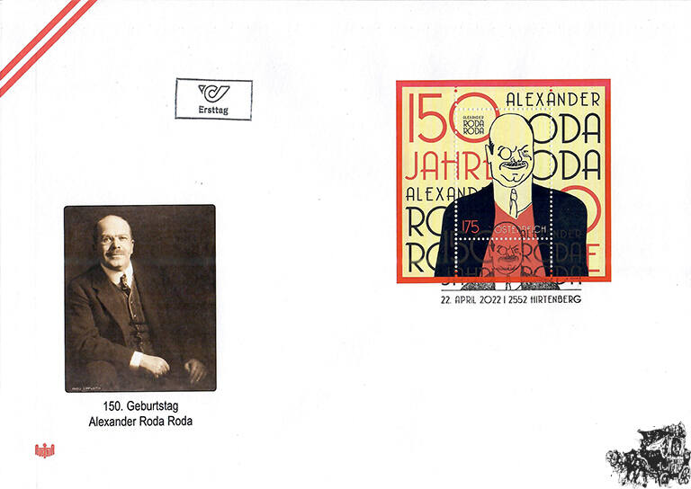 Österreich Block FDC 2022 - € 1,75 - 150. Geburtstag Alexander Roda ...