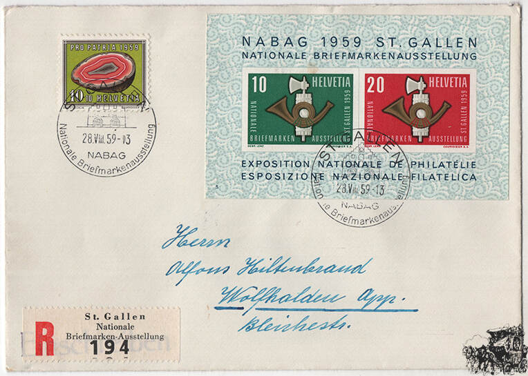 Schweiz 1959 - NABAG-Block, Briefmarkenausstellung St. Gallen | MA-Shops