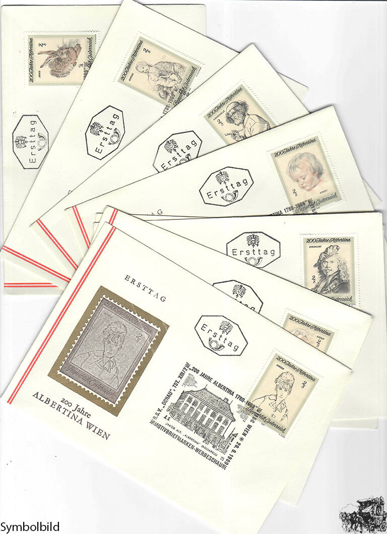 Österreich 1969 FDC - 8 x 2 S - 200 Jahre Albertina - Satz | MA-Shops