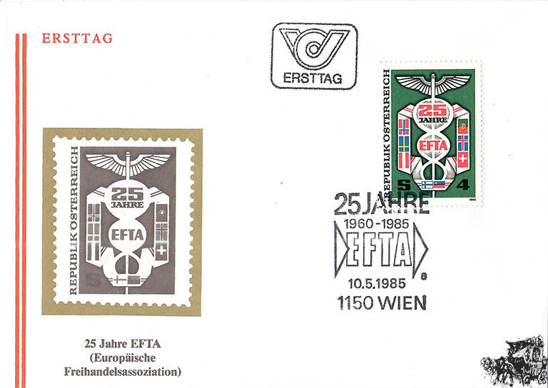 Österreich FDC 1985 - 4 S - 25 Jahre EFTA | MA-Shops