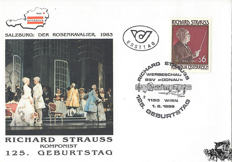 Österreich FDC 1989 - 6 S - 125. Geburtstag von Richard Strauss | MA-Shops