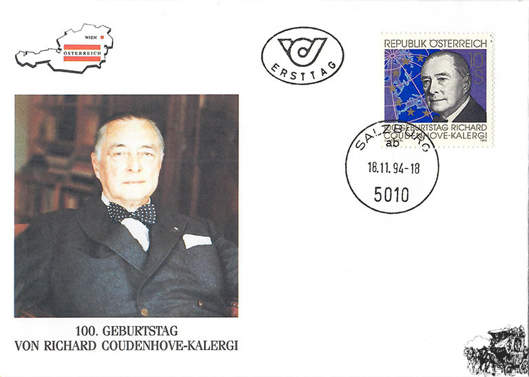Österreich FDC 1994 - 10 S - 100. Geburtstag von Richard Coudenhove ...