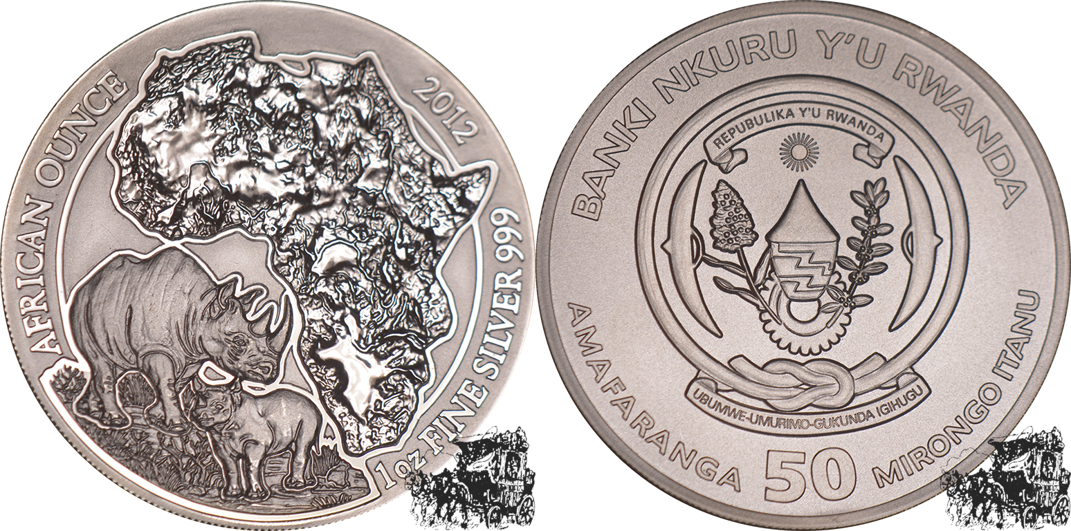 50 Franc RWF 50 Amafaranga 2012 - Ruanda - Rhinozeros stplfr. | MA-Shops