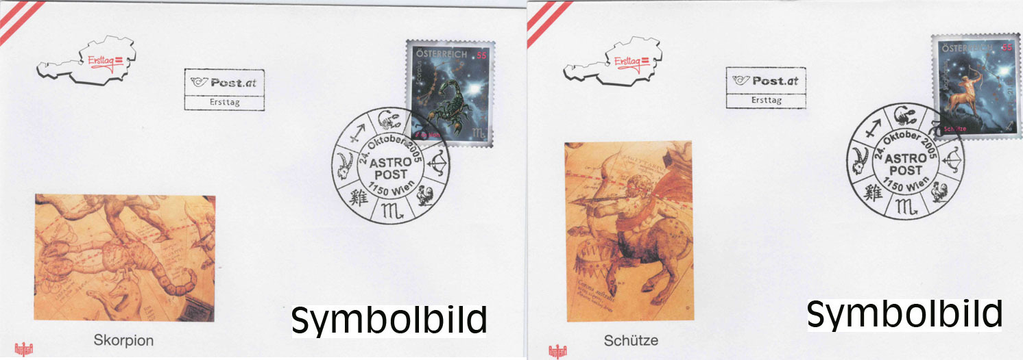 Österreich 2005 FDC, 4 x 0,55 € Astroset 3 | MA-Shops