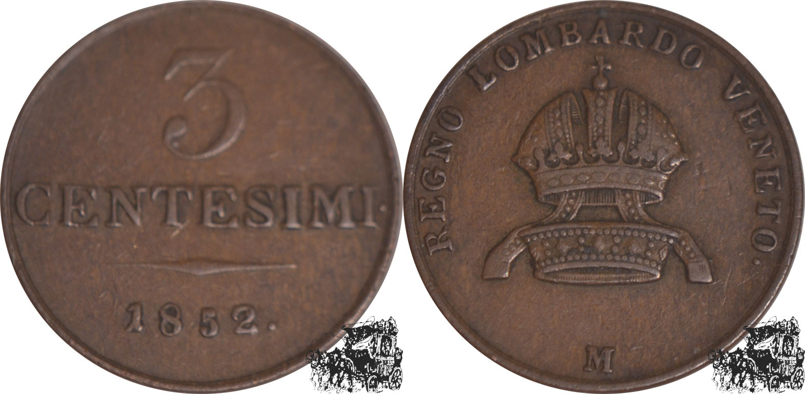 3 Centesimi 1852 M - Lombardei - Venetien vz. | MA-Shops
