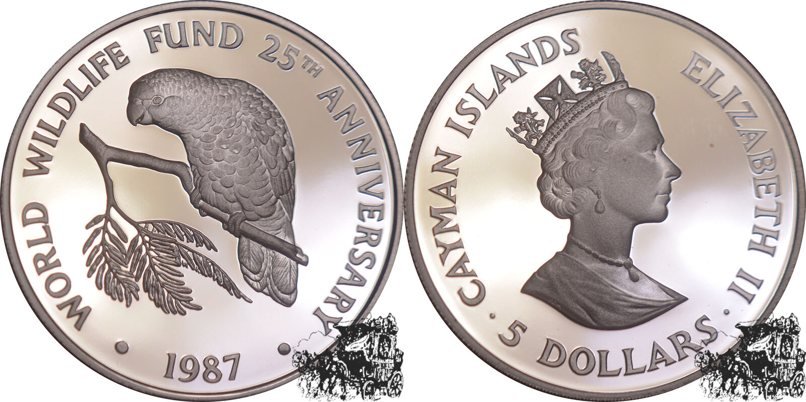 Kaimaninseln 5 Dollar 1987 - Amazonas Papagei PP | MA-Shops