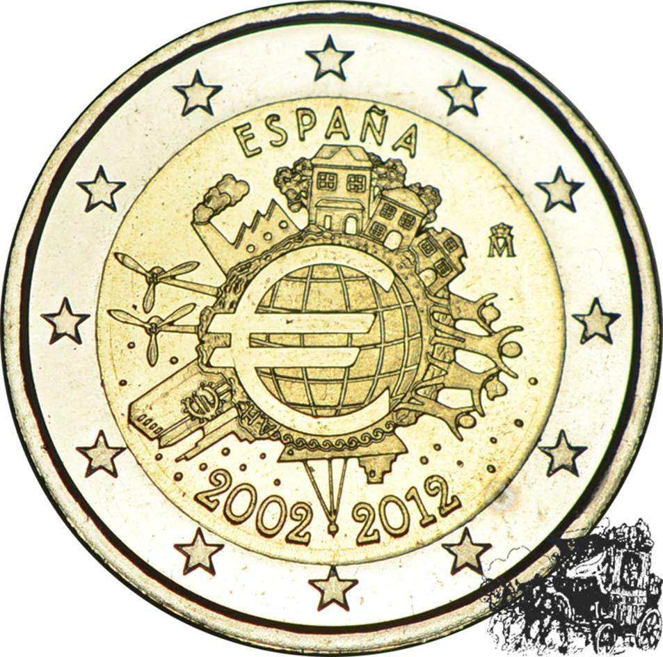 Spanien 2 Euro 2012 - 10 Jahre Euro stplfr. | MA-Shops