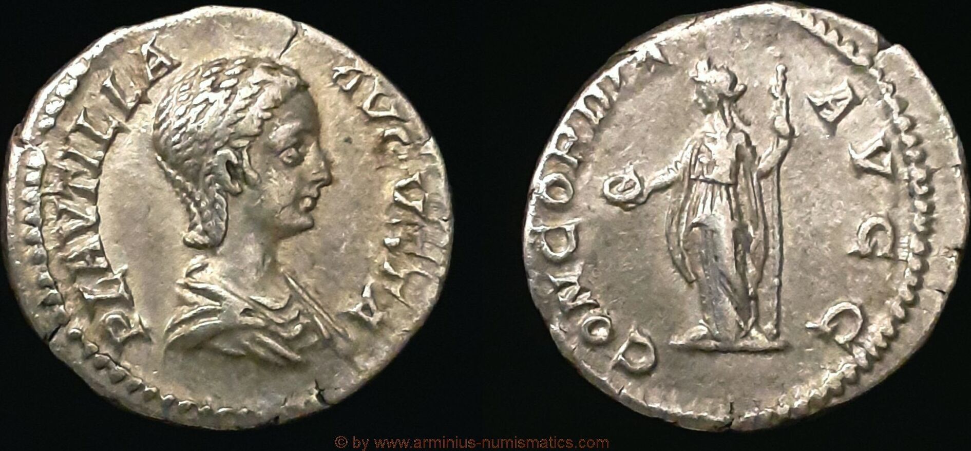 Roman Empire Denar 202-203 n. Chr. Plautilla ss-v | MA-Shops