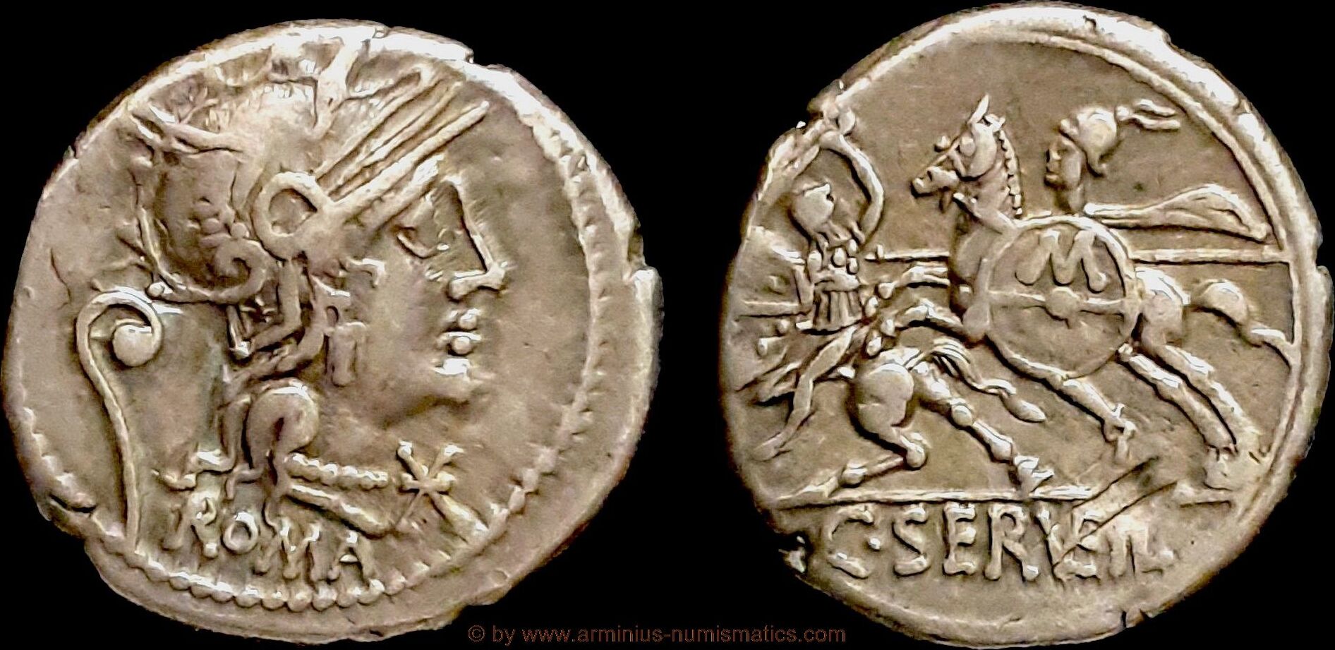 Roman Republic Denar 127 v. Chr. Münzmeister Caius Servilius Vatia ss-v ...