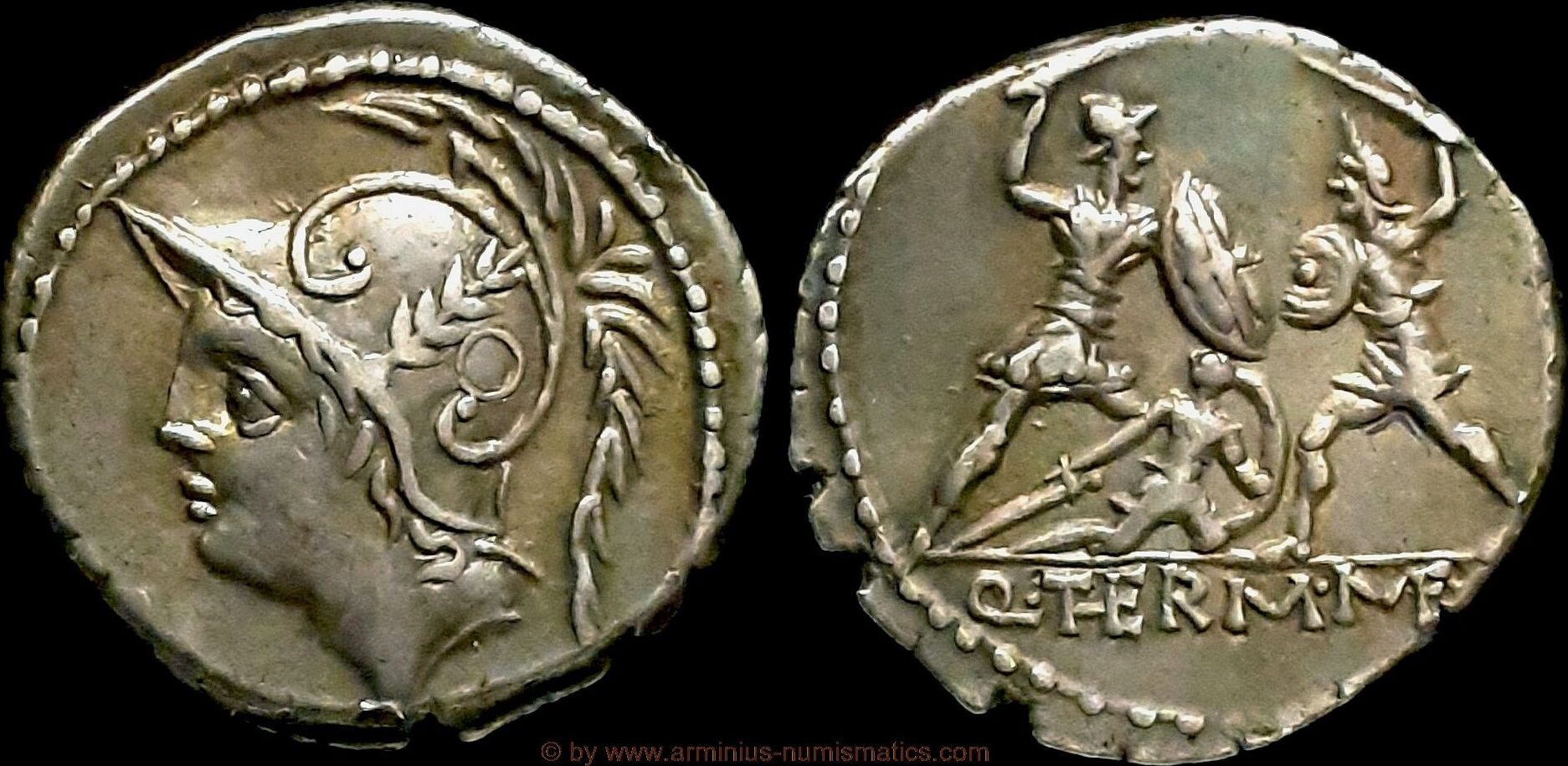 Roman Republic Denar 103 v. Chr. Münzmeister Quintus Minucius Thermus v ...