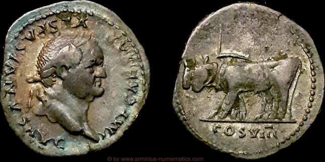 Roman Empire Denar 77-78 n. Chr. Vespasian ss+ | MA-Shops