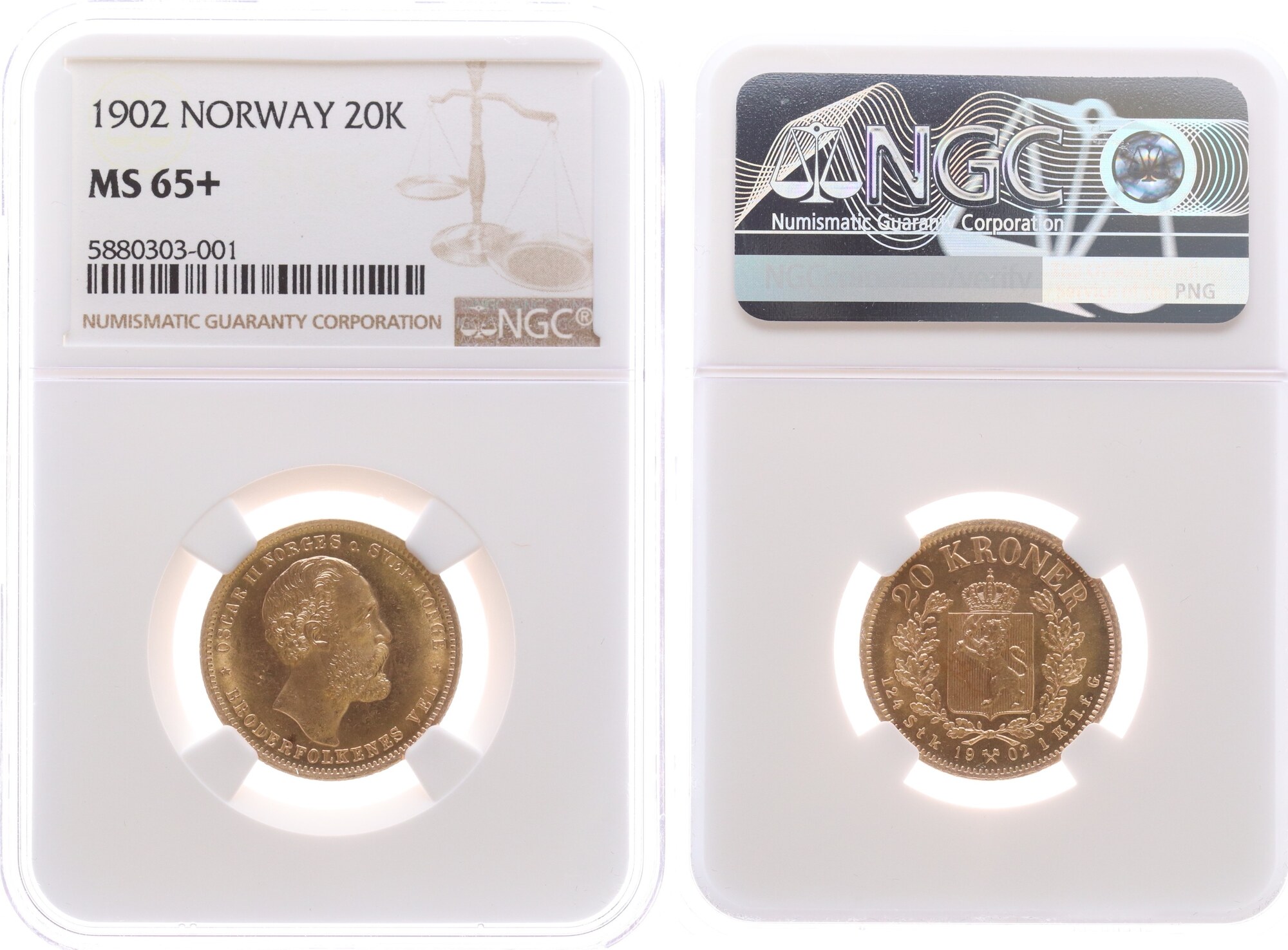 Norwegen 20 Kroner 1902 Oskar II. 1872-1905 MS 65+ | MA-Shops
