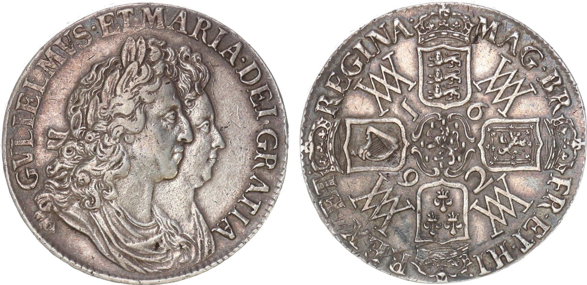 Großbritannien Crown 1692 London William III. and Mary 1688-1694 ss-vz ...