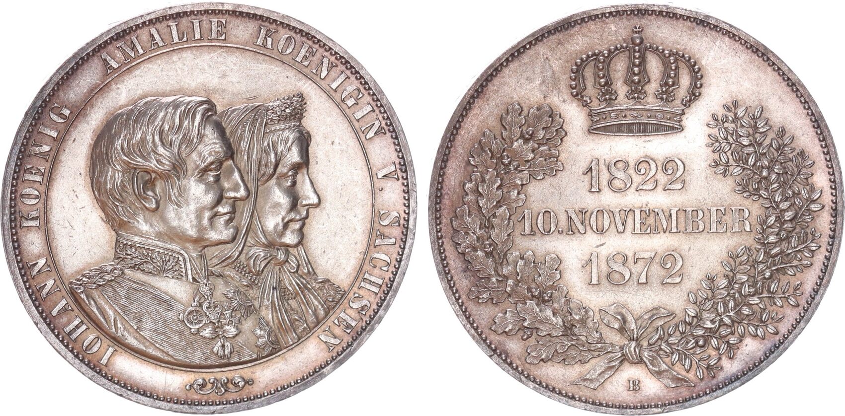 Doppeltaler 1872 König Johann und Königin Amalie von Sachsen 1854-1873 vz-st | MA-Shops