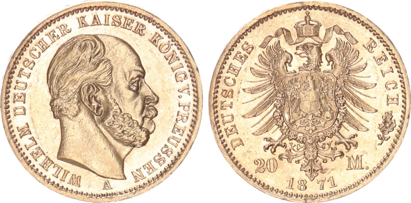 Preußen 20 Mark 1871 Wilhelm I. 1861-1888 vz+ | MA-Shops