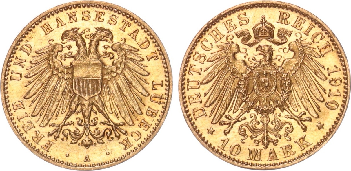 10 Mark 1910 Freie und Hansestadt Lübeck vz-st | MA-Shops
