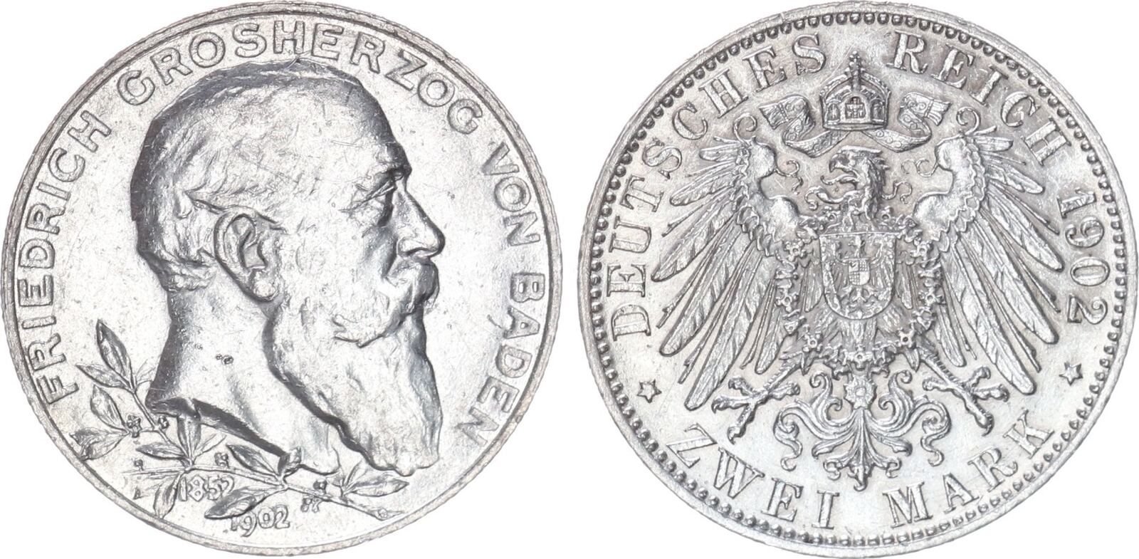 Baden 2 Mark 1902 Großherzog Friedrich I. 1852-1907 vz | MA-Shops Baden 2 Mark 1902 Großherzog Friedrich I. 1852-1907 vz | MA-Shops