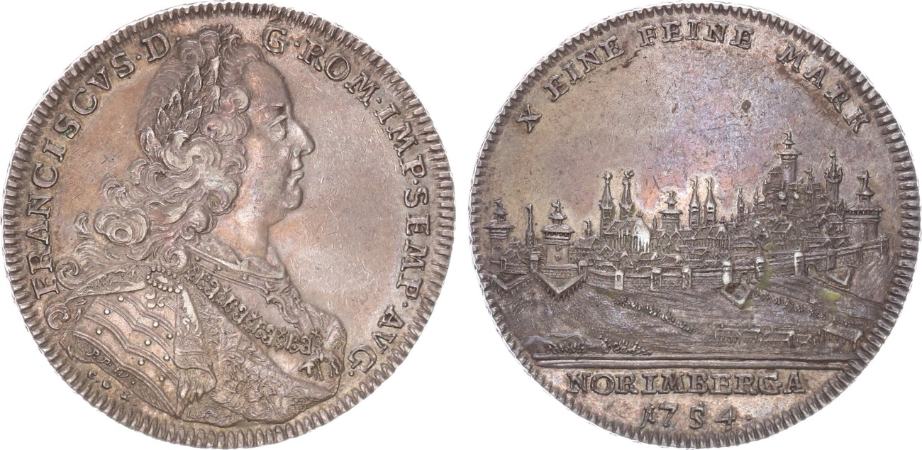 Nürnberg, Stadt Taler 1754 Stadtansicht Konventionstaler mit Titel ...