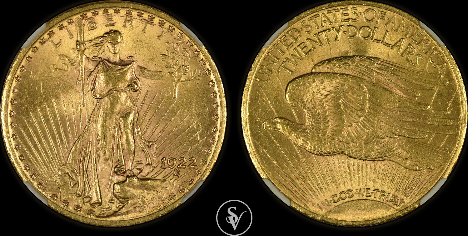 USA $20 DOUBLE EAGLE 1922 Saint Gaudens NGC MS 62 | MA-Shops