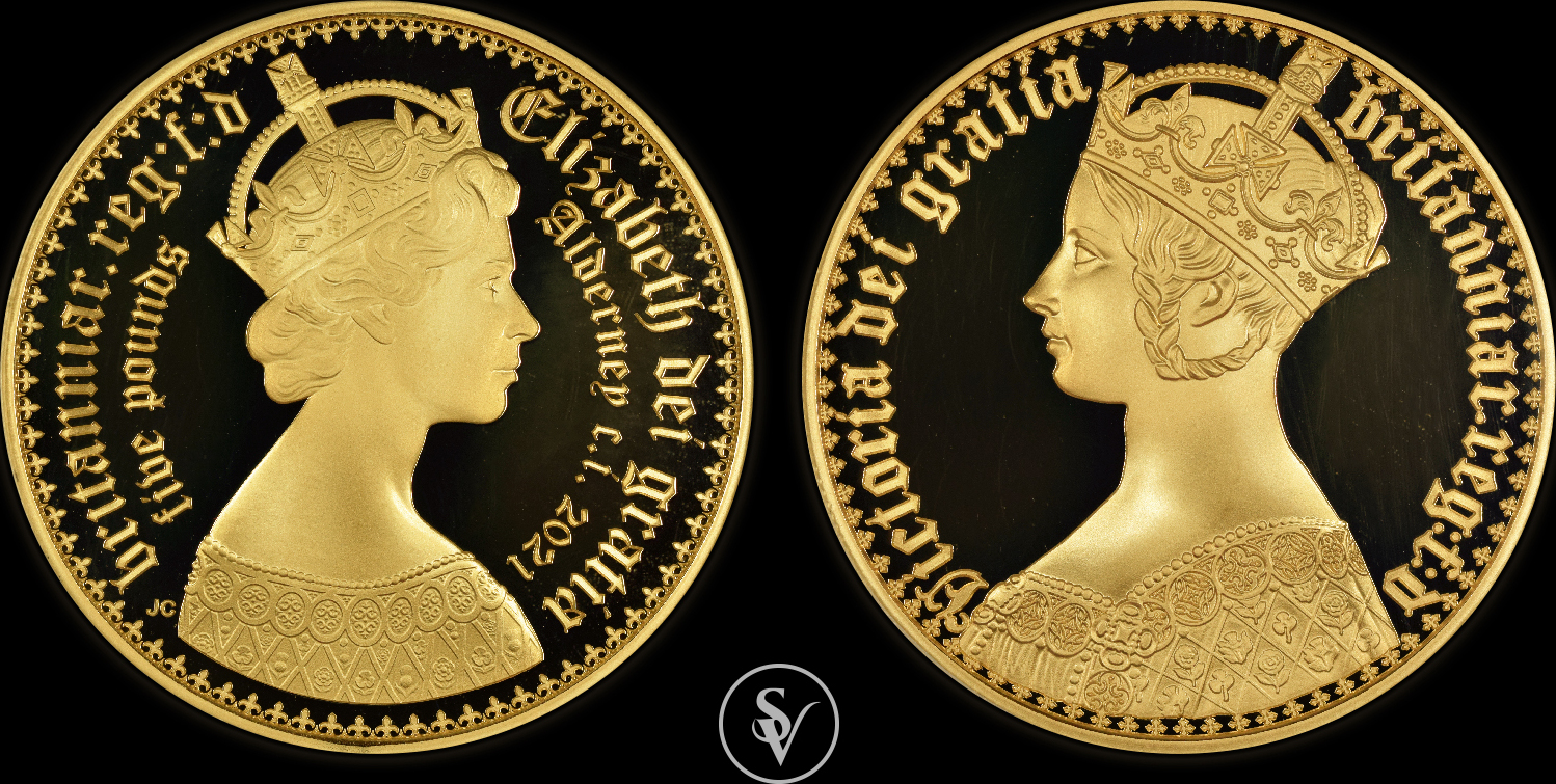 £5 2021 Pair of Alderney Gothic Crowns PCGS PR70DCAM | MA-Shops